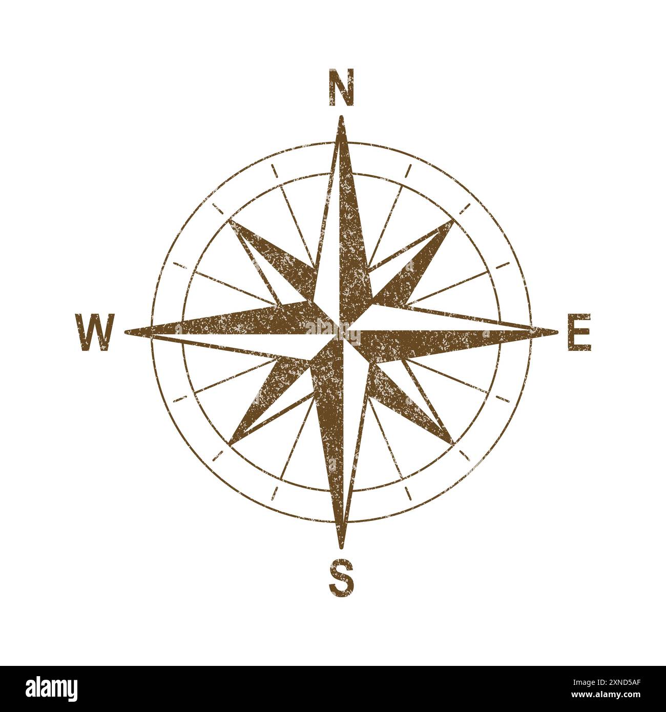 Vector Vintage Wind Rose Symbol, Compass Icon Closeup, Isolated Stock ...