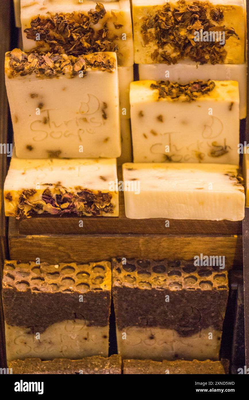 Collection of bars of fragrant hand made organic soap Stock Photo - Alamy