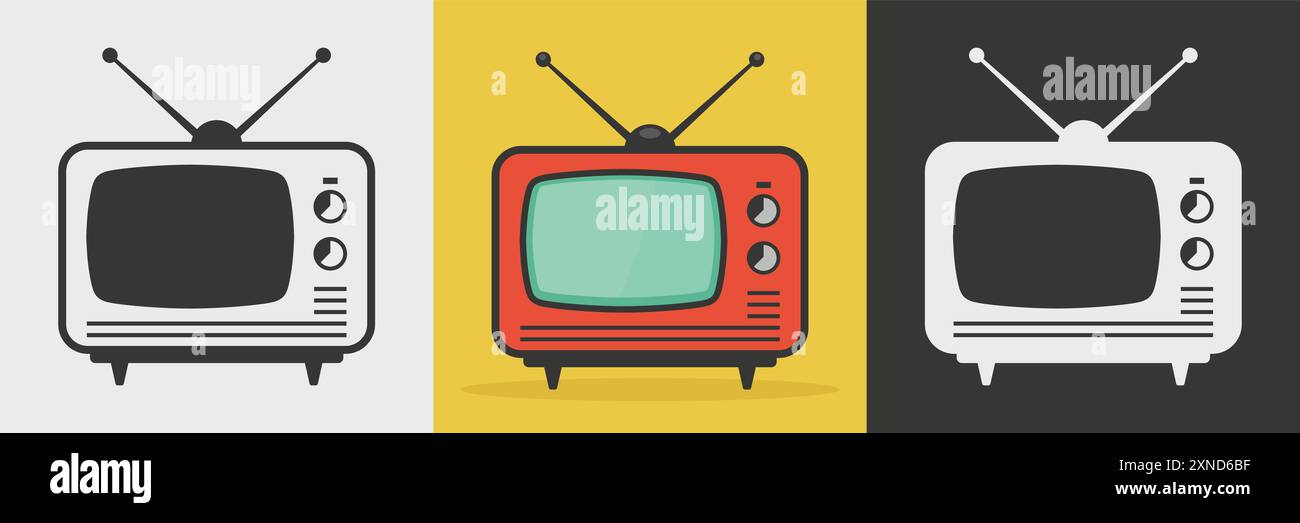 Vector Vintage TV Icon Set. Vintage TV Design Template. Retro TV Symbol ...
