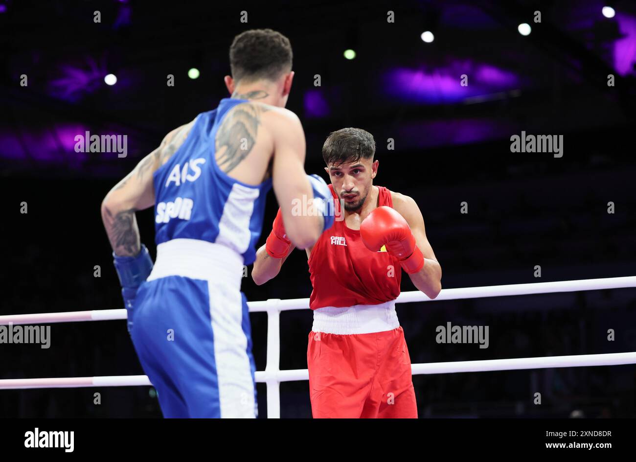 Belgian boxer Vasile Usturoi fights during a boxing bout between ...
