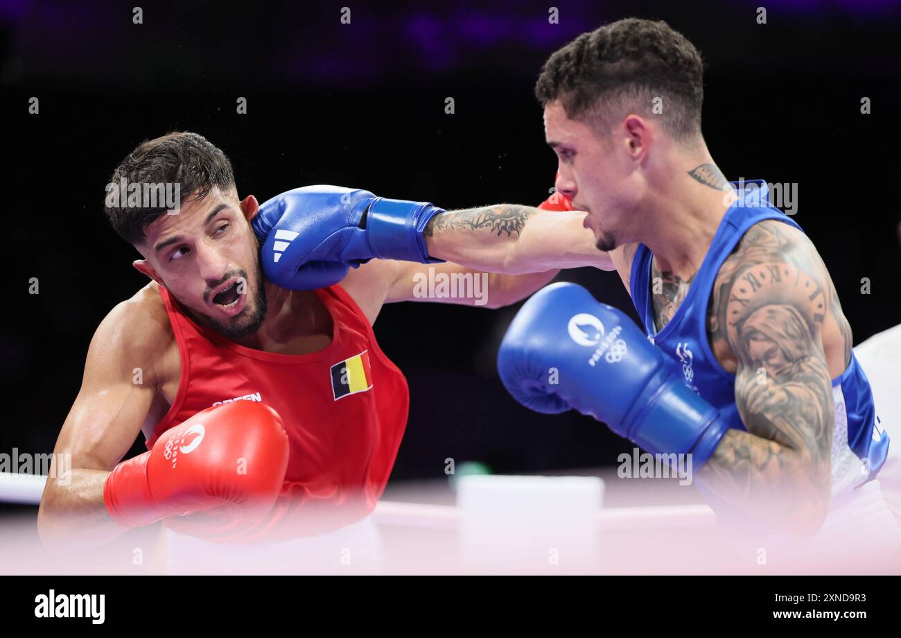 Paris, France. 31st July, 2024. Belgian boxer Vasile Usturoi pictured ...