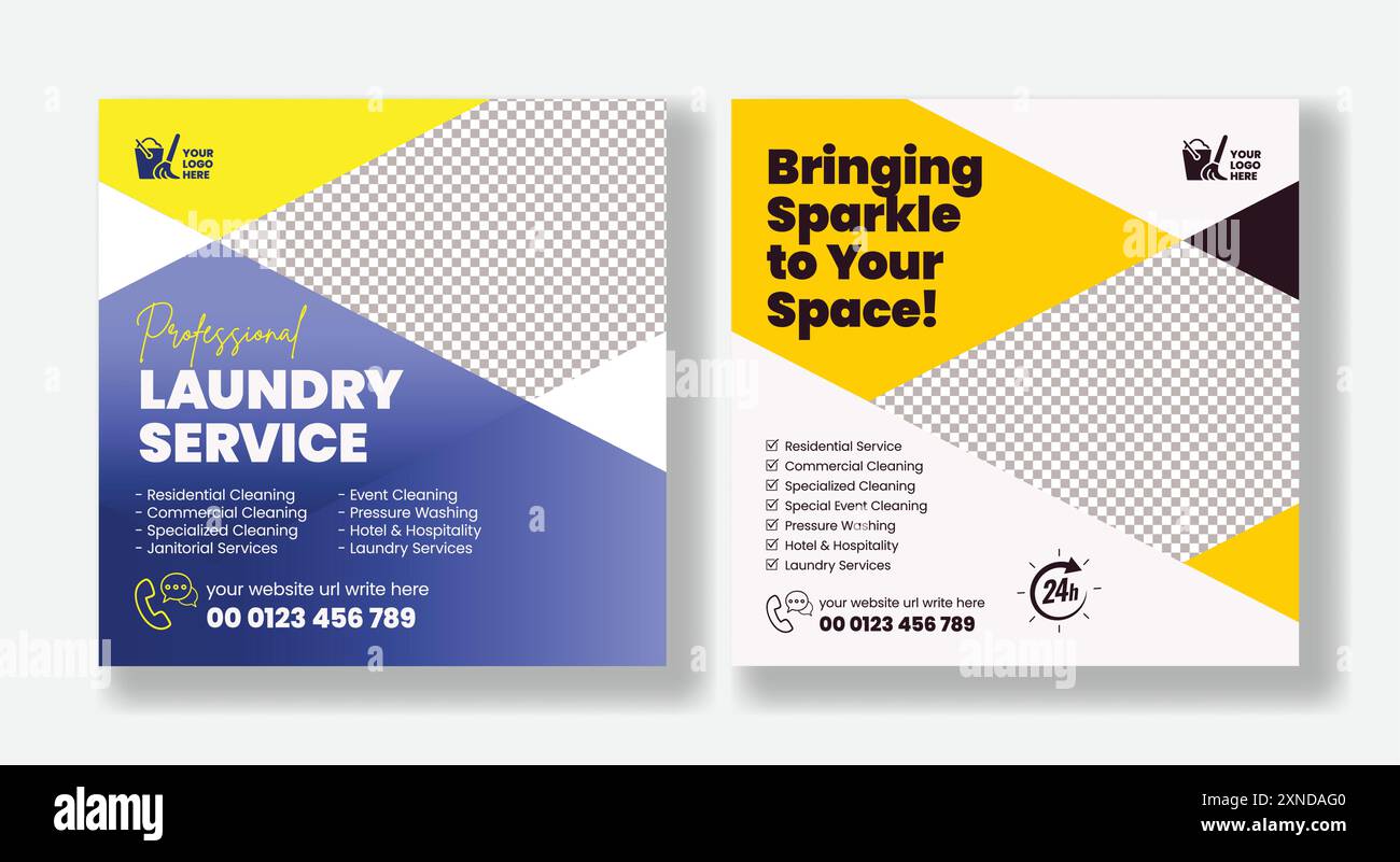 Cleaning service social media posts banner, business promotional ads ...