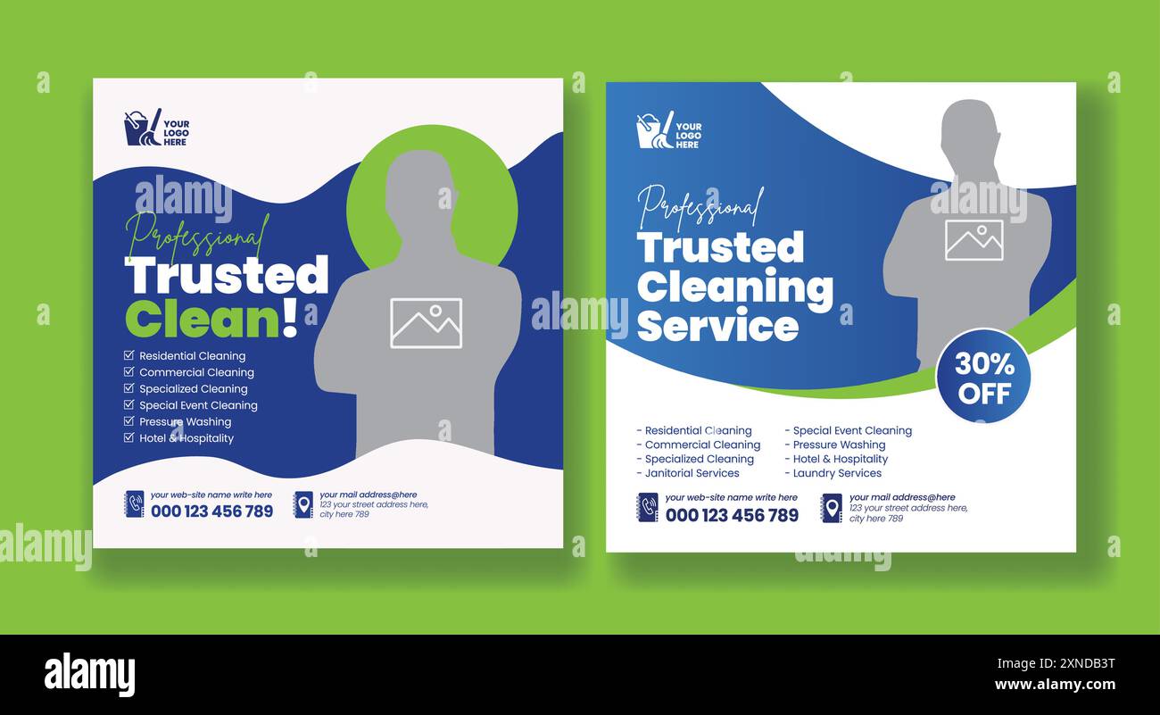 Cleaning service social media posts banner, business promotional ads ...