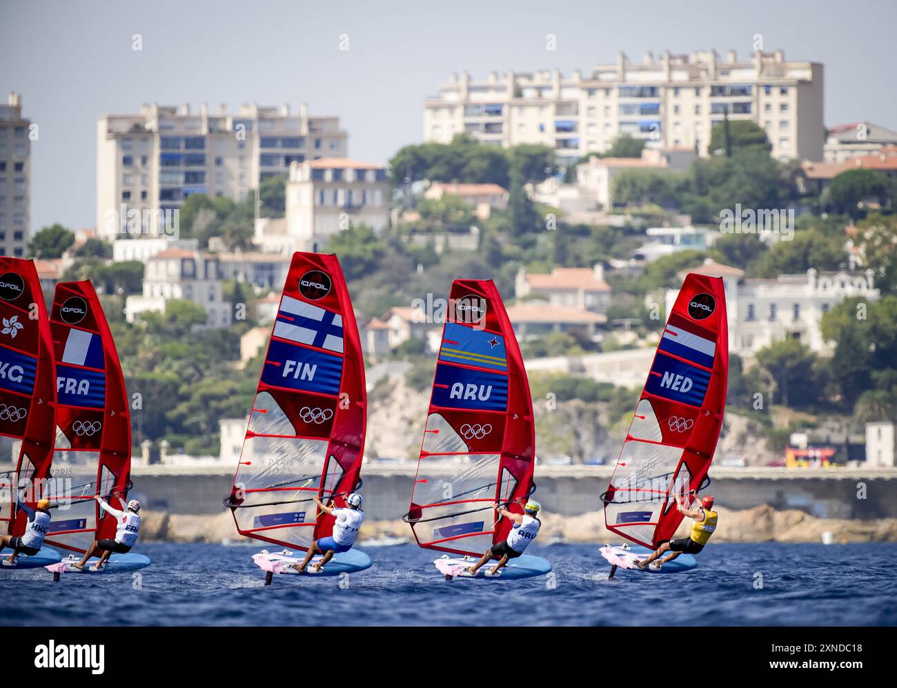 MARSEILLE - France, 31/07/2024, Windfoiler Luuc van Opzeeland in action ...