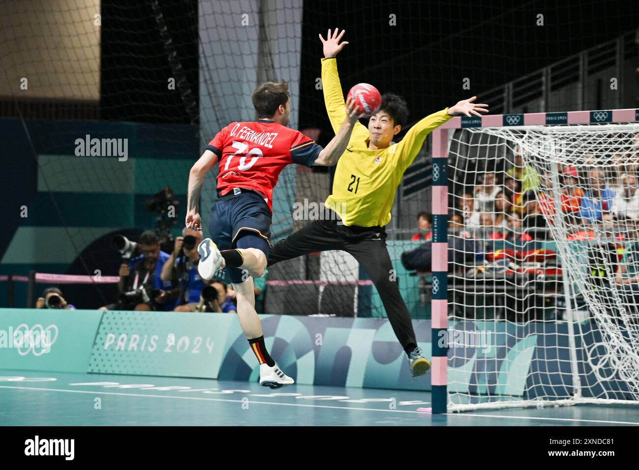 Paris, France. 31st July, 2024. Spain left wing Daniel Fernandez (70 ...