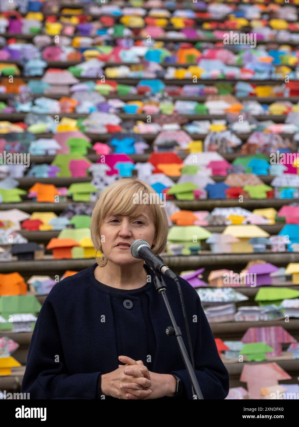 Deborah Di Natale, CEO of Council to Homeless Persons, addresses those ...