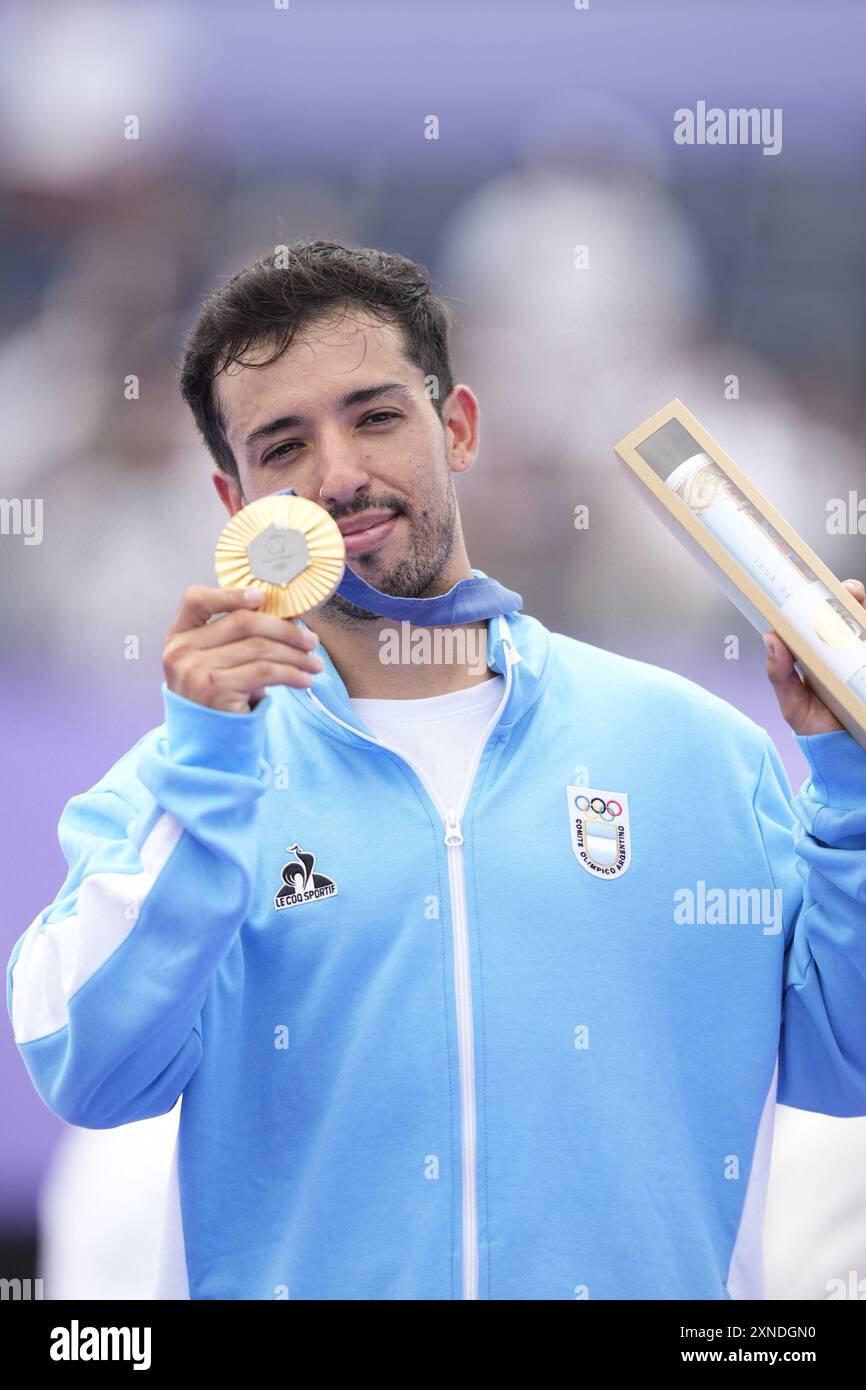 Paris, France. 31st July, 2024. Gold medalist Jose Torres Gil of Team ...