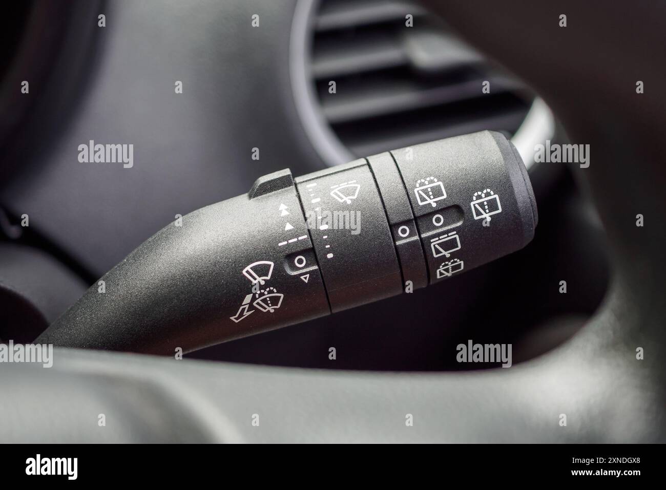 car windshield rain wiper control switch close up Stock Photo - Alamy
