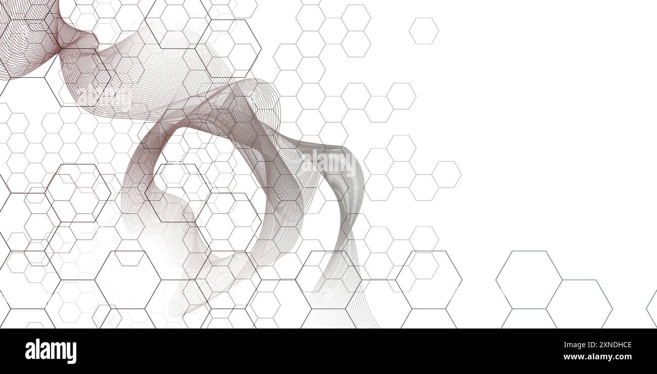 Gradient Wavy Lines Background With Hexagonal Lines Vector