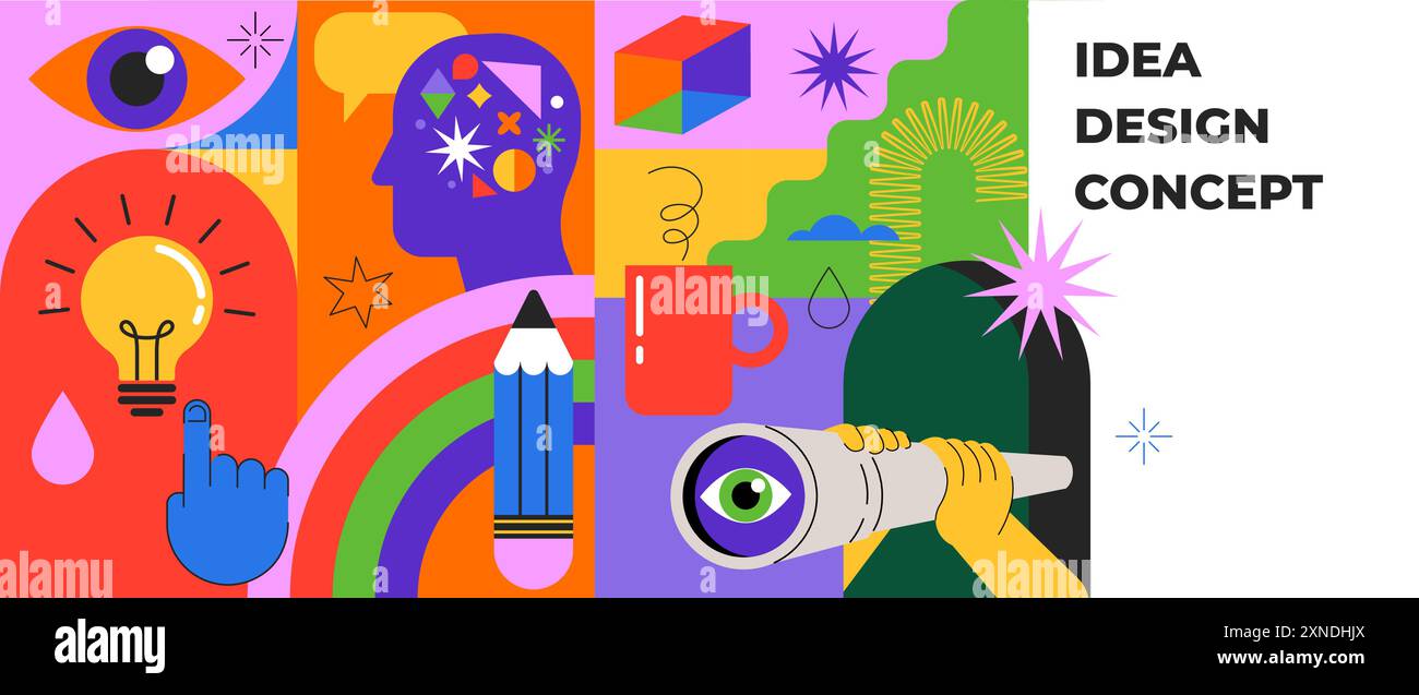 Idea, thinking out of the box, creativity and design concept background ...