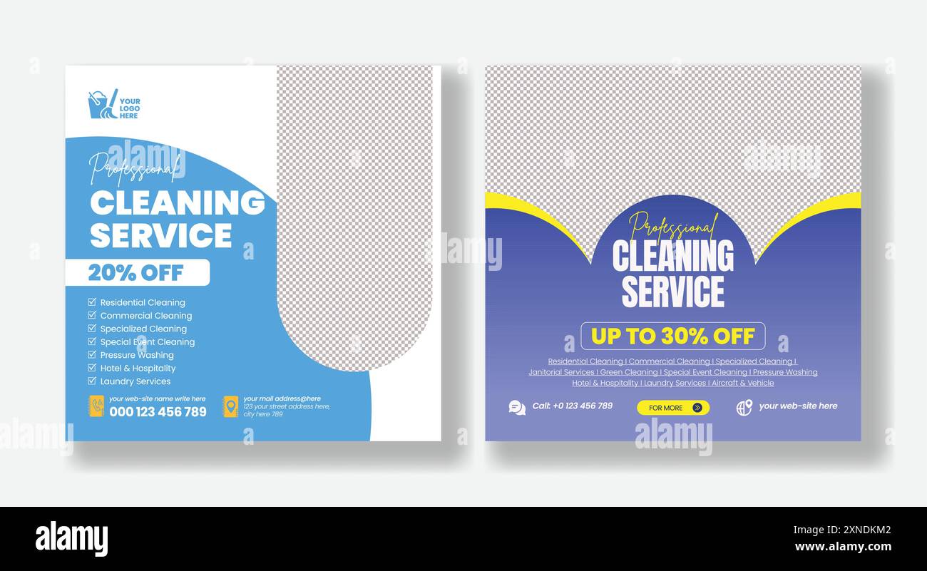 Housemaid and housekeeper service social media posts banner, business ...