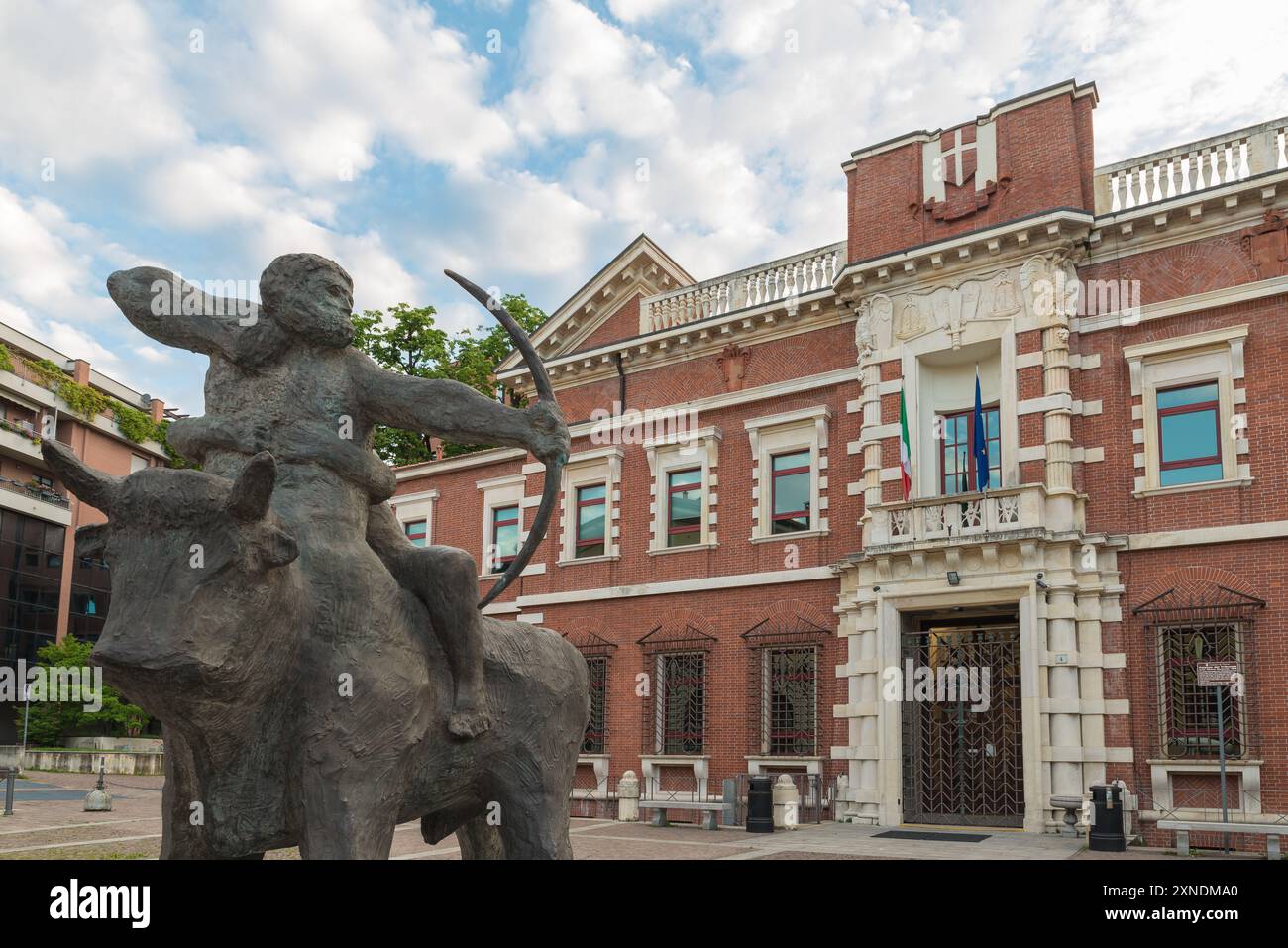 Italian courthouse. Historic center of Varese, northern Italy, square ...