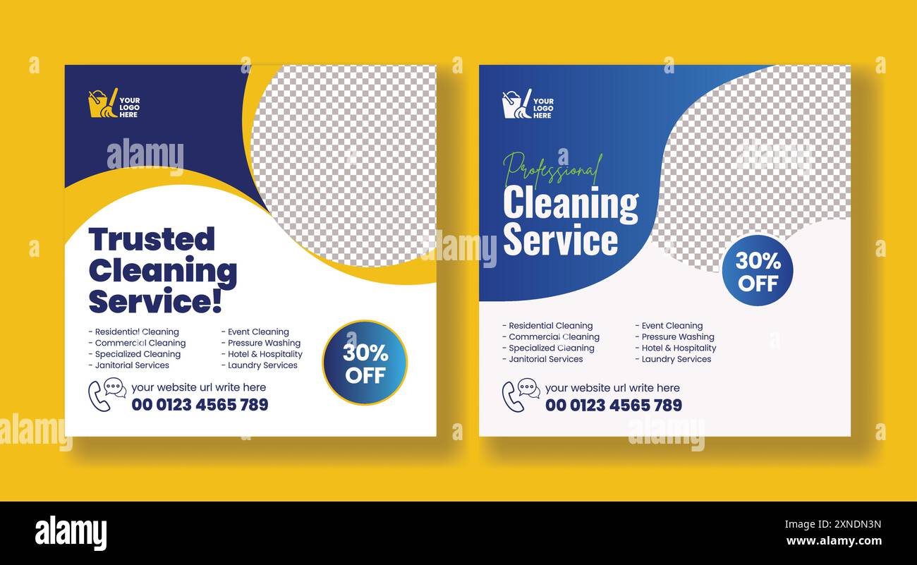Cleaning service social media posts banner, business promotional ads ...