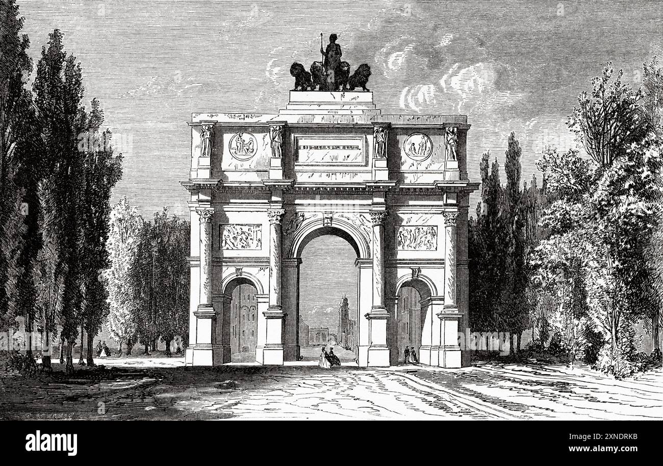 Victory gate, Munich, Germany. Drawing by Dieudonne Lancelot (1823-1895 ...