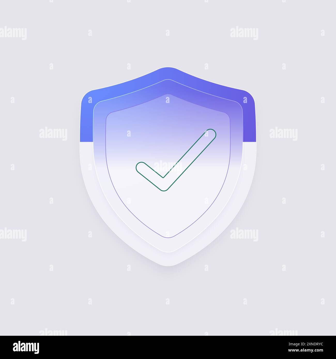 Glass matte shield with check mark isolated on light background. Data ...