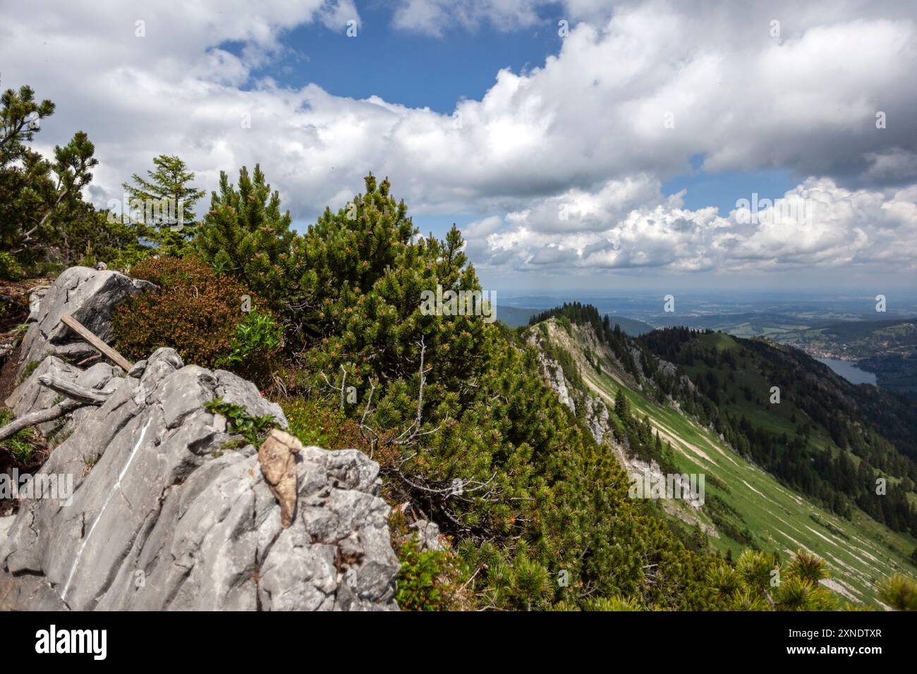 Mountain hiking at Brecherspitze mountain in summertime, Bavaria ...