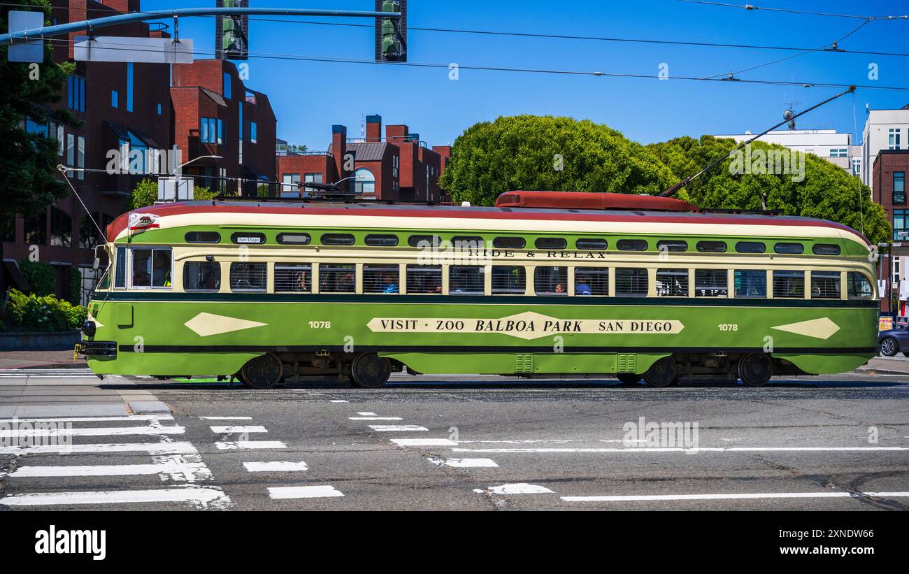 Electric tram, San Francisco, California USA Stock Photo - Alamy