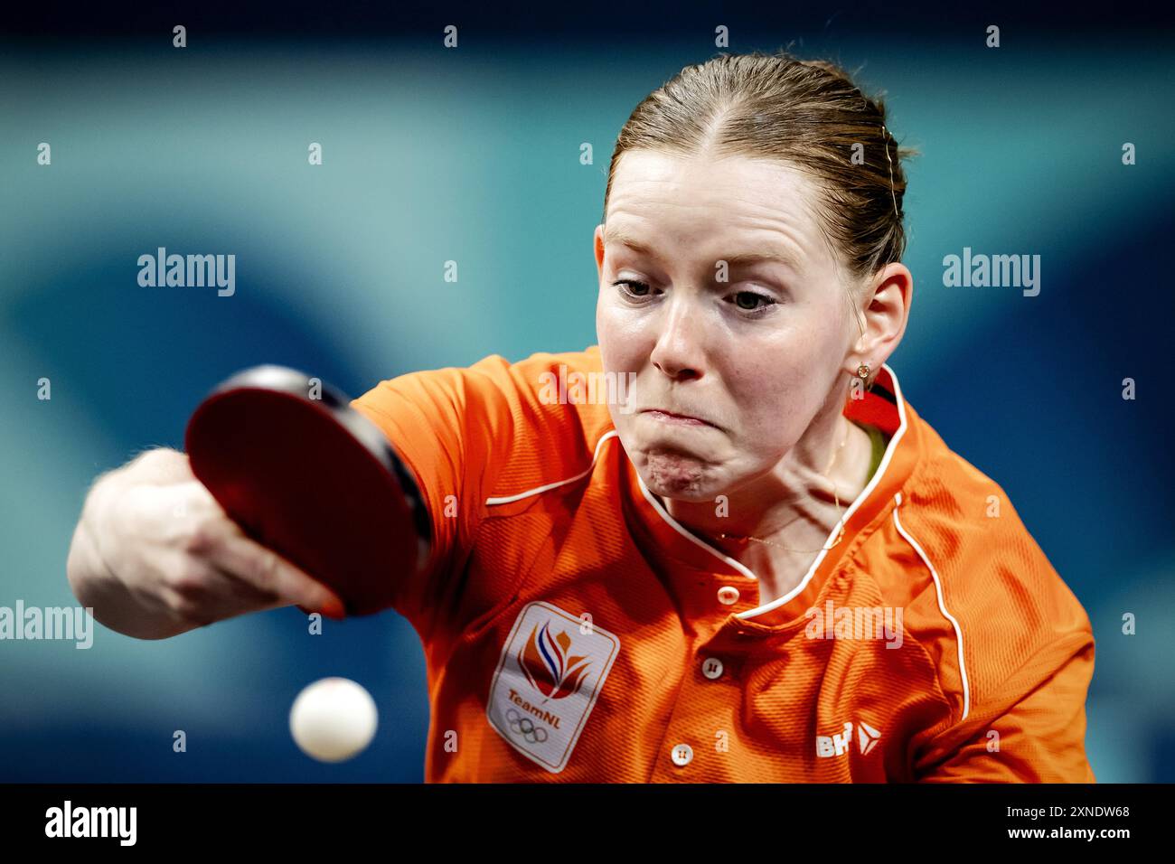 PARIS - 31/07/2024, Table tennis player Britt Eerland in action in the ...