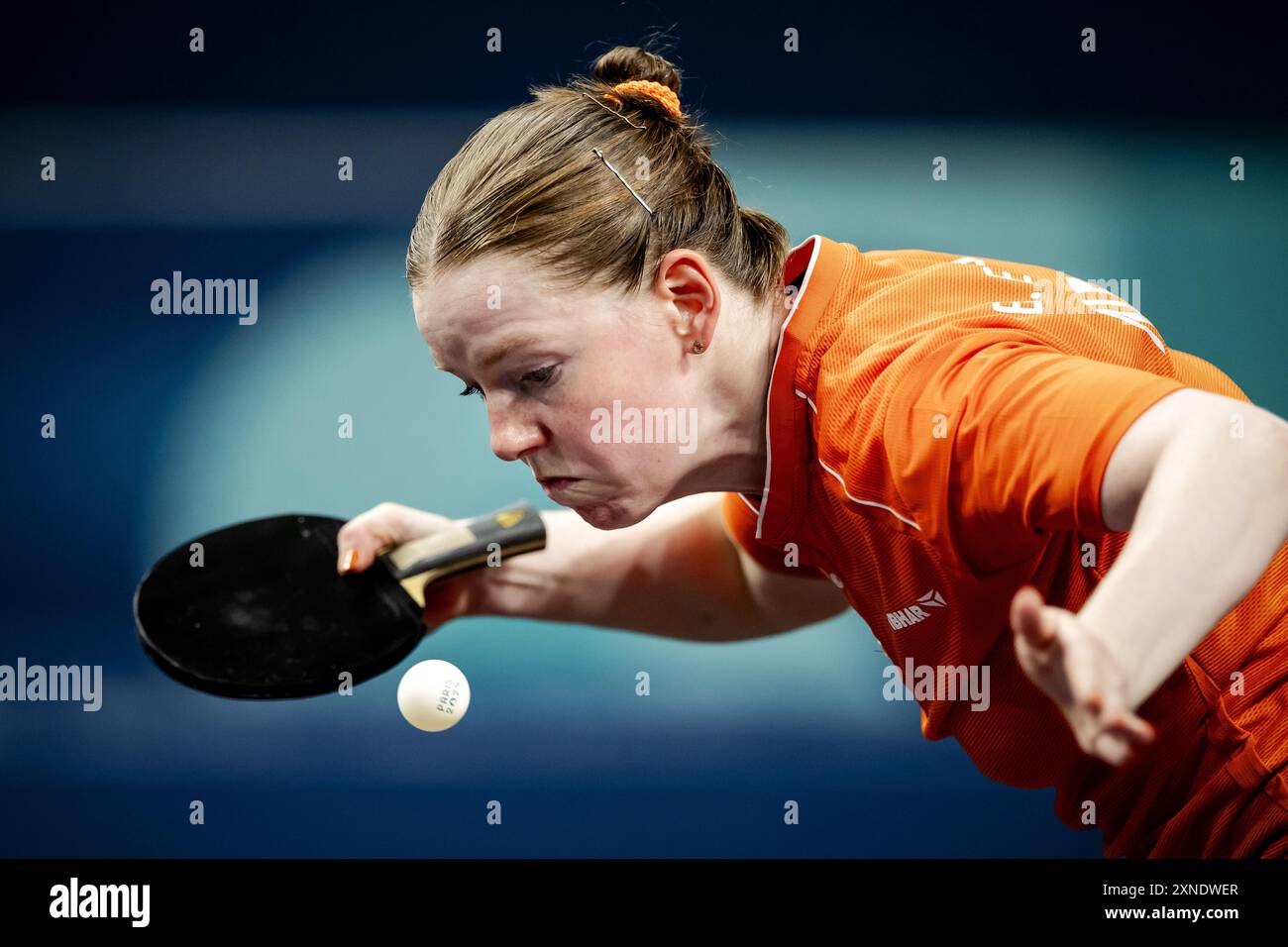 PARIS - 31/07/2024, Table tennis player Britt Eerland in action in the ...