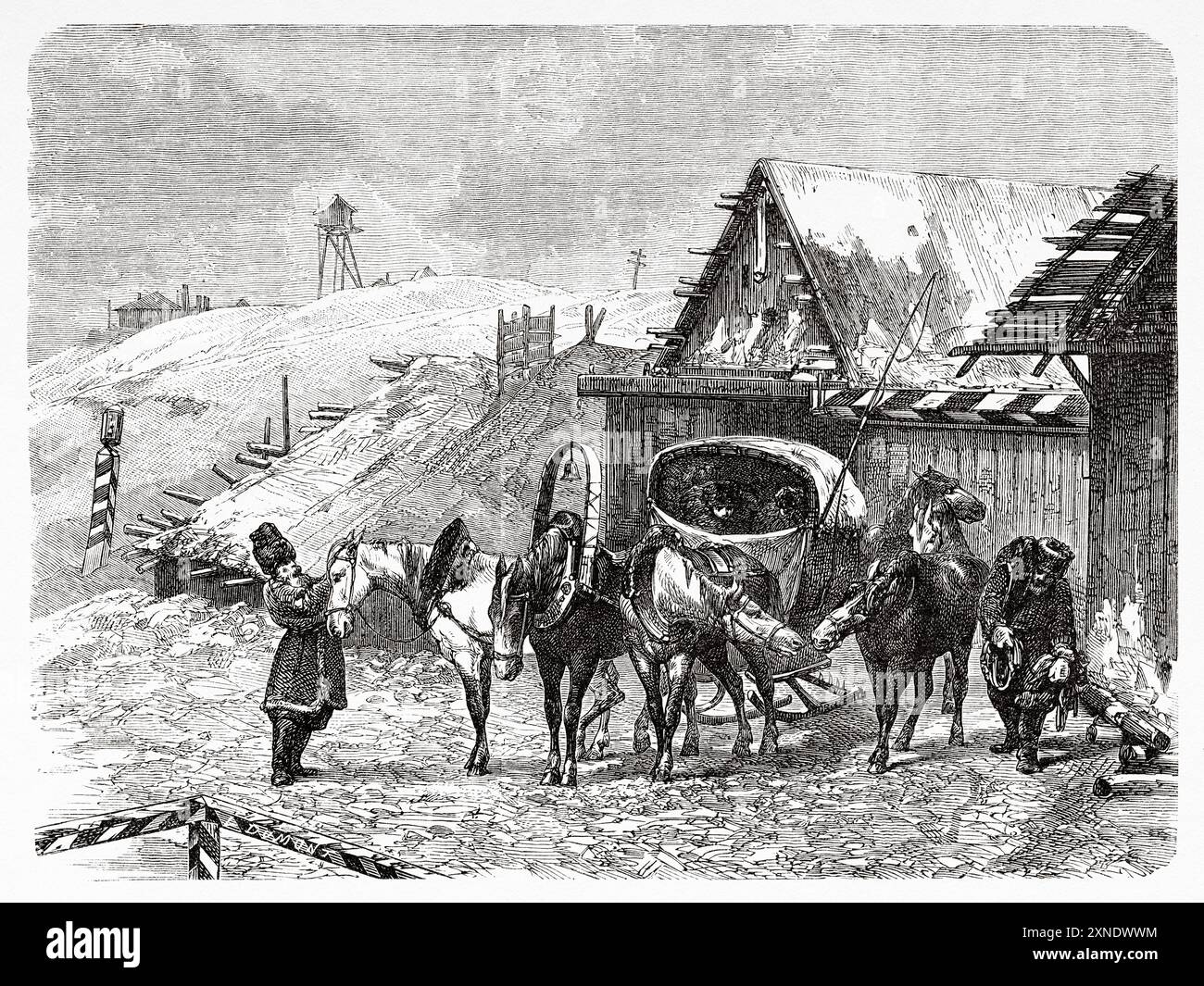 Russian post office, Russia. Drawing by Claude Durand-Berger. From kyiv ...