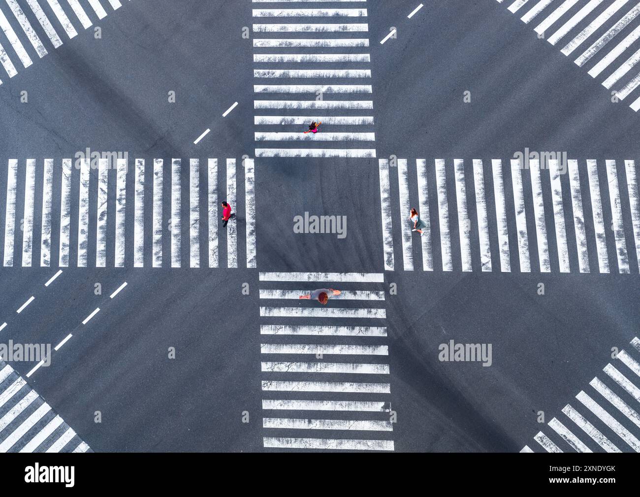 Aerial view of a busy crosswalk with people crossing on foot Stock ...