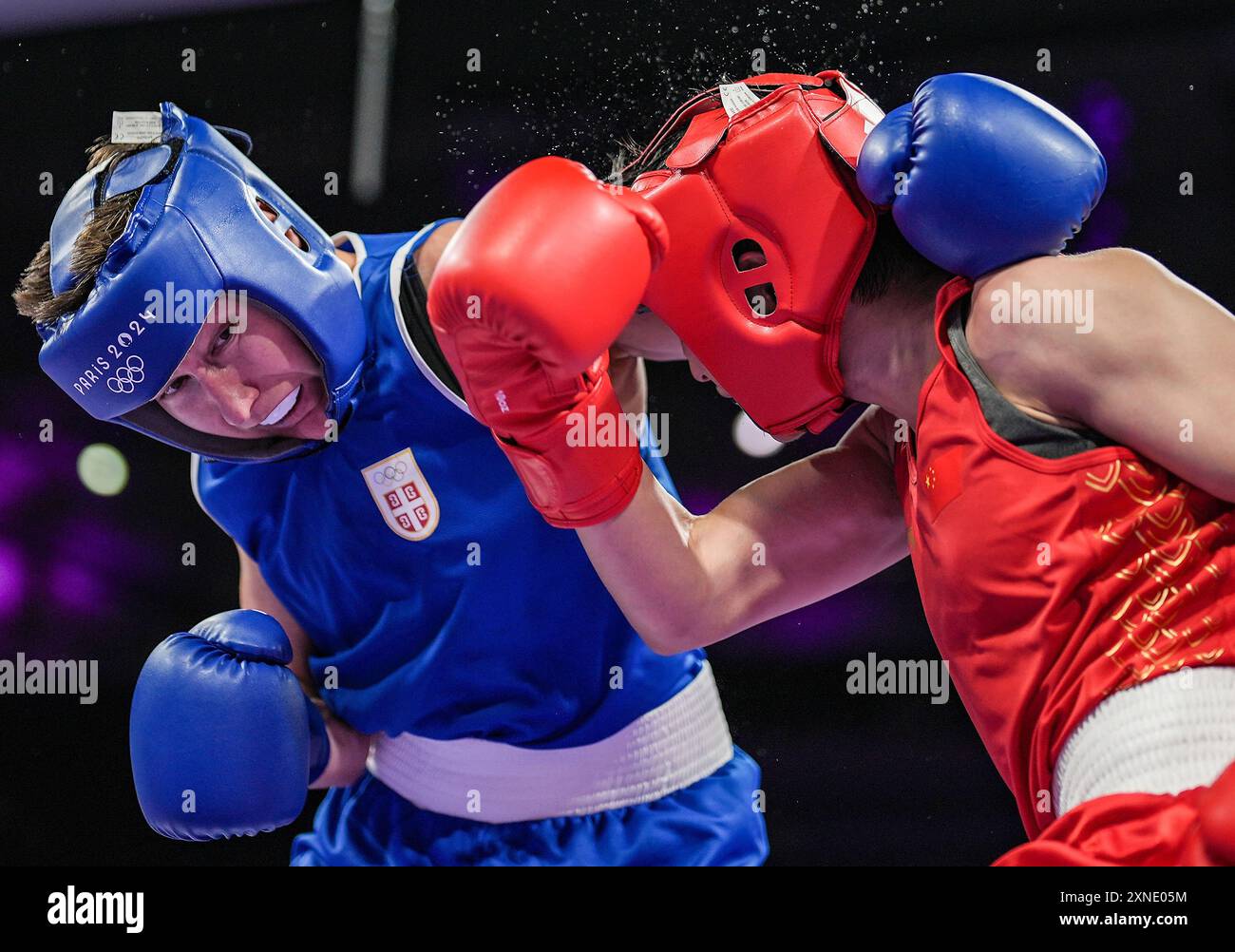 Paris, France. 31st July, 2024. Natalia Shadrina (L) of Serbia competes ...