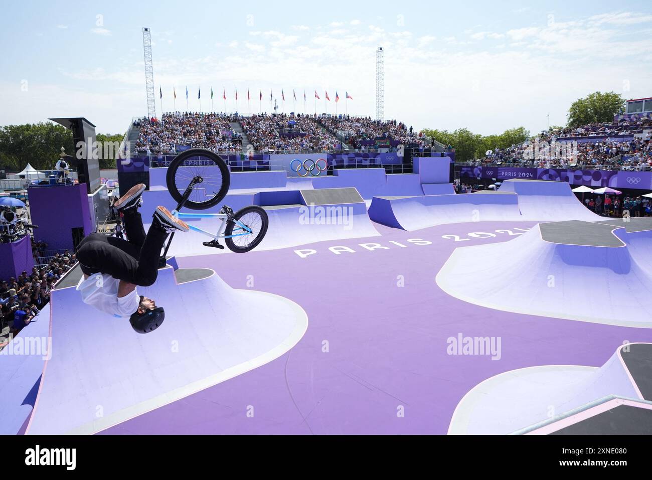 Paris, France. 31st July, 2024. BMX Freestyle Men's Park Final on day five of the Olympic Games ...
