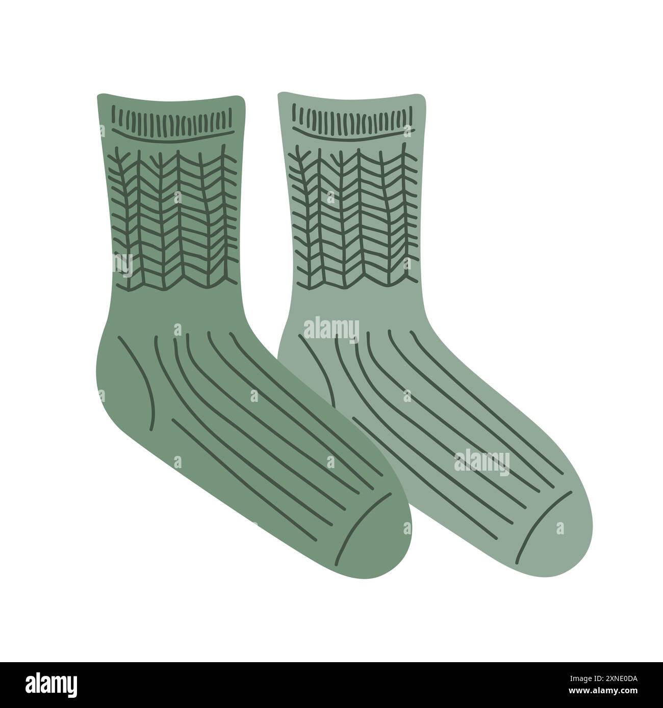 Knitted green socks vector isolated illustration Stock Vector Image ...
