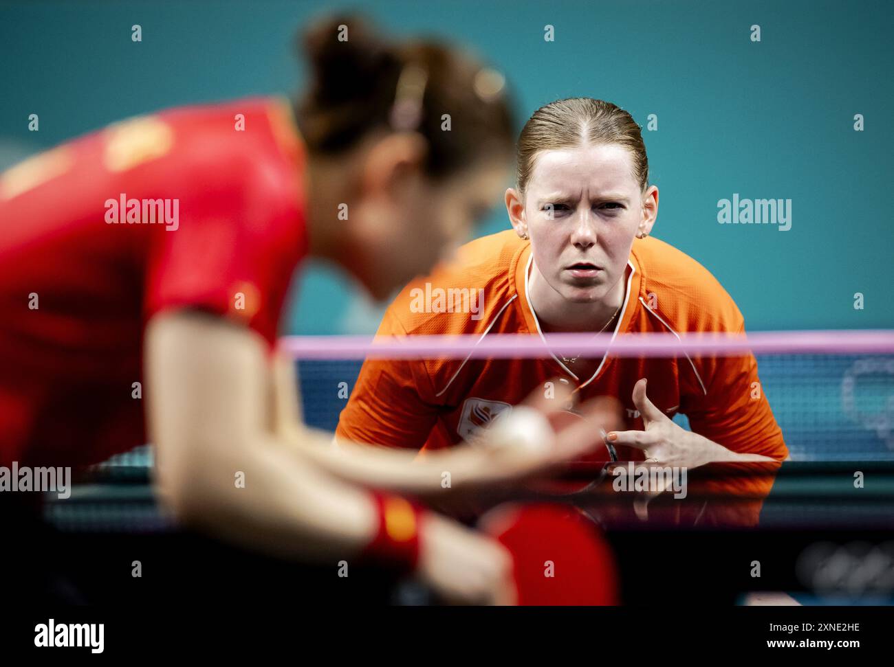 PARIS - 31/07/2024, Table tennis player Britt Eerland in action in the ...