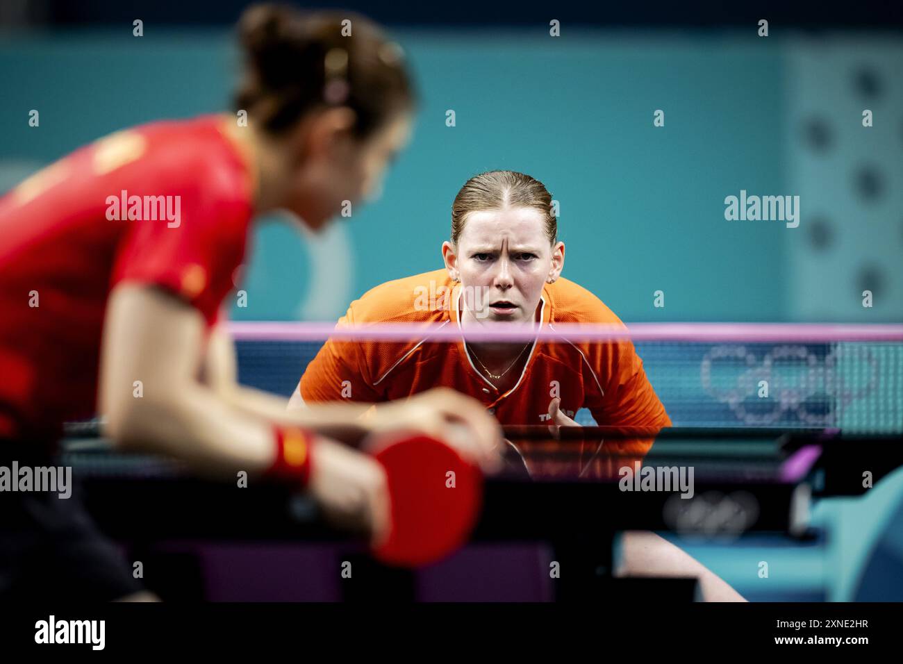 PARIS - 31/07/2024, Table tennis player Britt Eerland in action in the ...