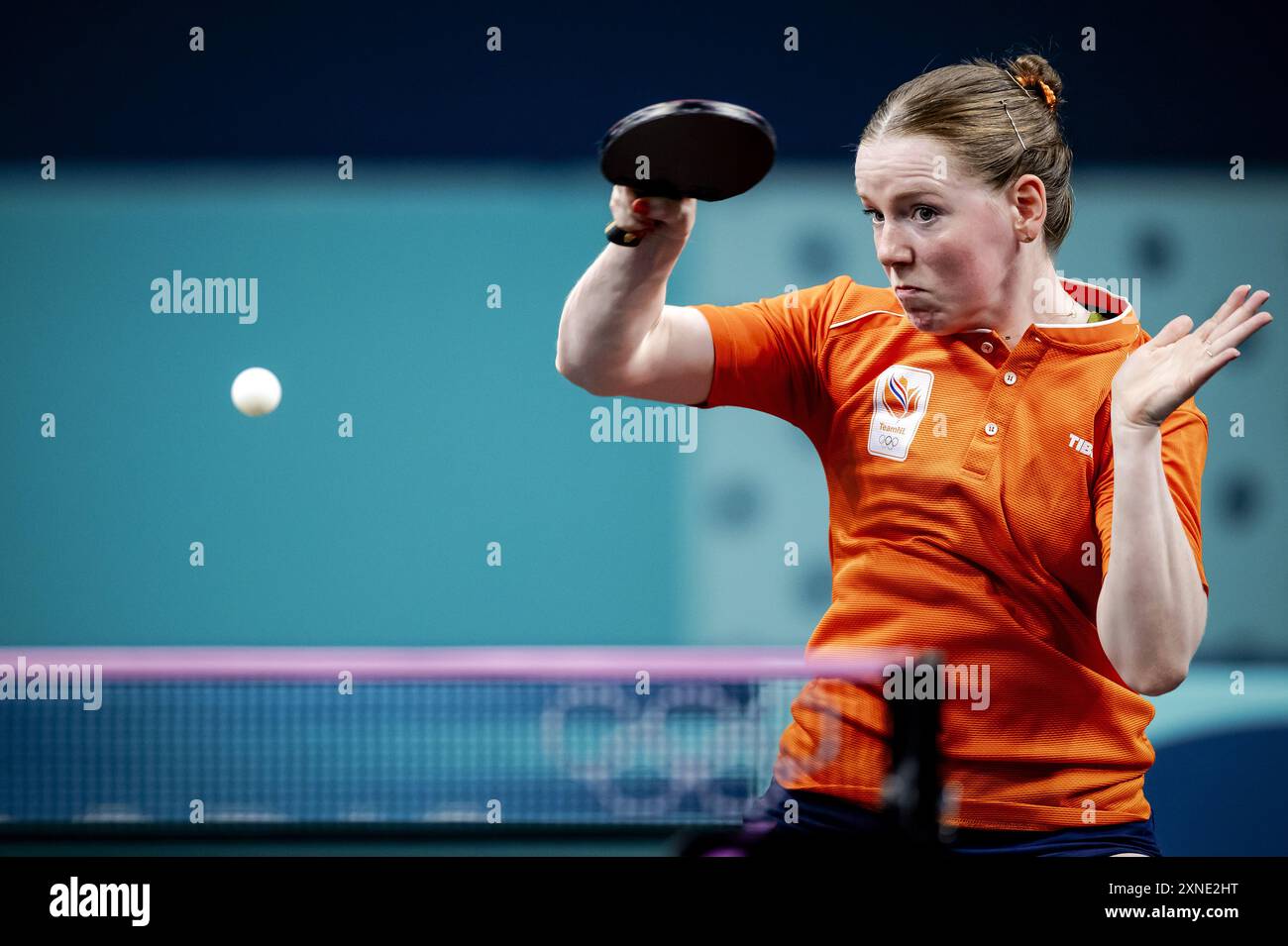 PARIS - 31/07/2024, Table tennis player Britt Eerland in action in the ...