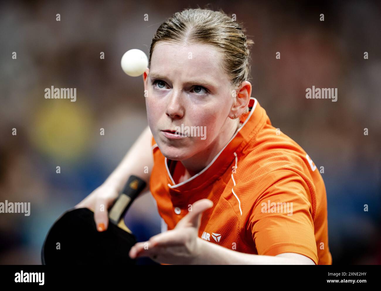 PARIS - 31/07/2024, Table tennis player Britt Eerland in action in the ...