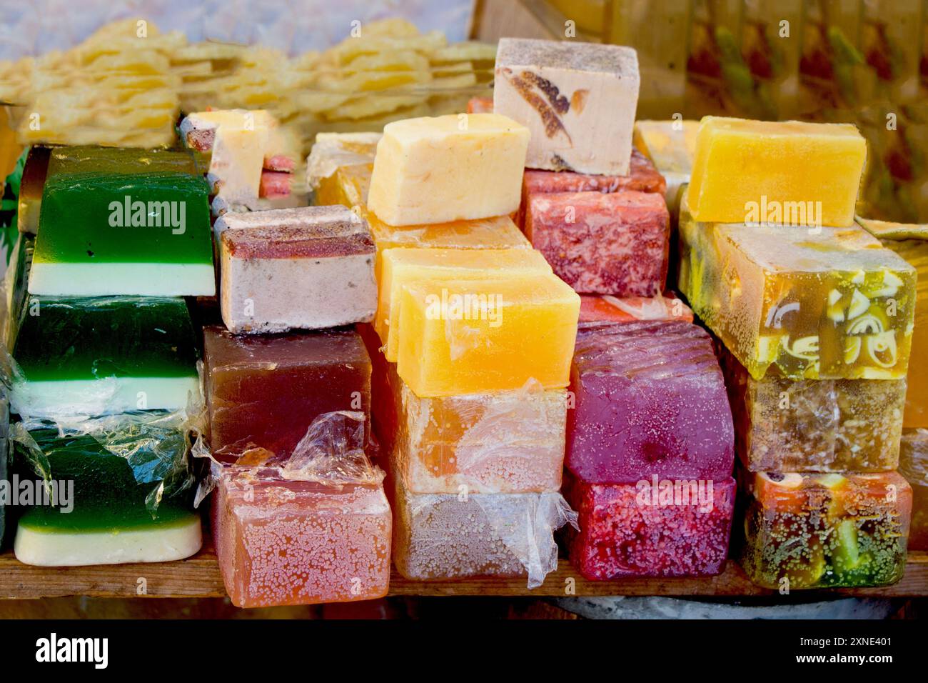 Collection of bars of fragrant hand made organic soap Stock Photo - Alamy
