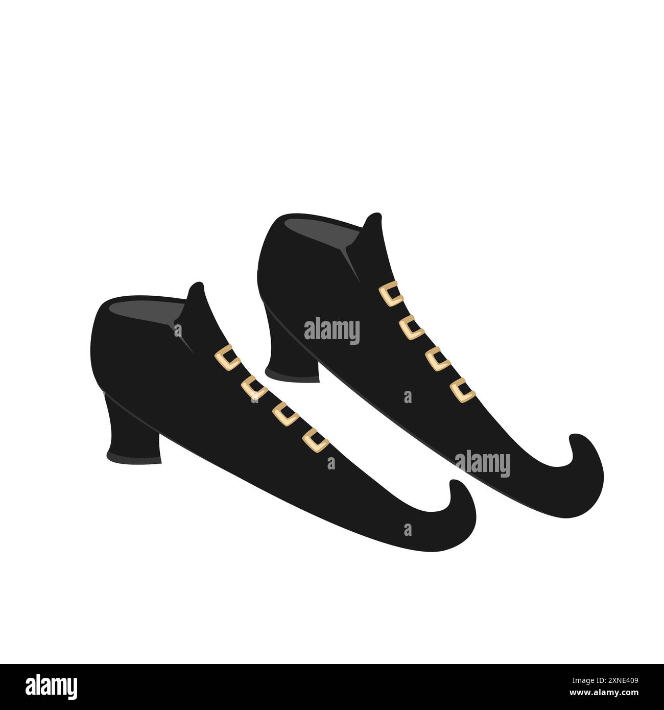Witch black Boots with metal buckles. Halloween costume design element ...