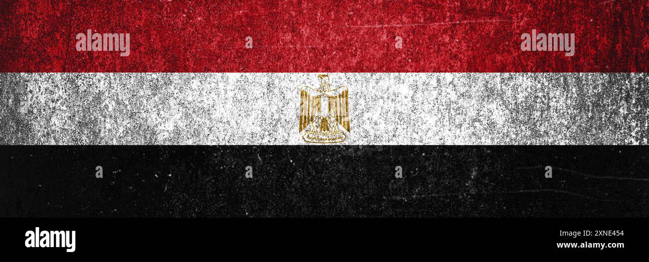 Banner of grunge Egypt flag. Dirty Egypt flag on metal surface Stock ...