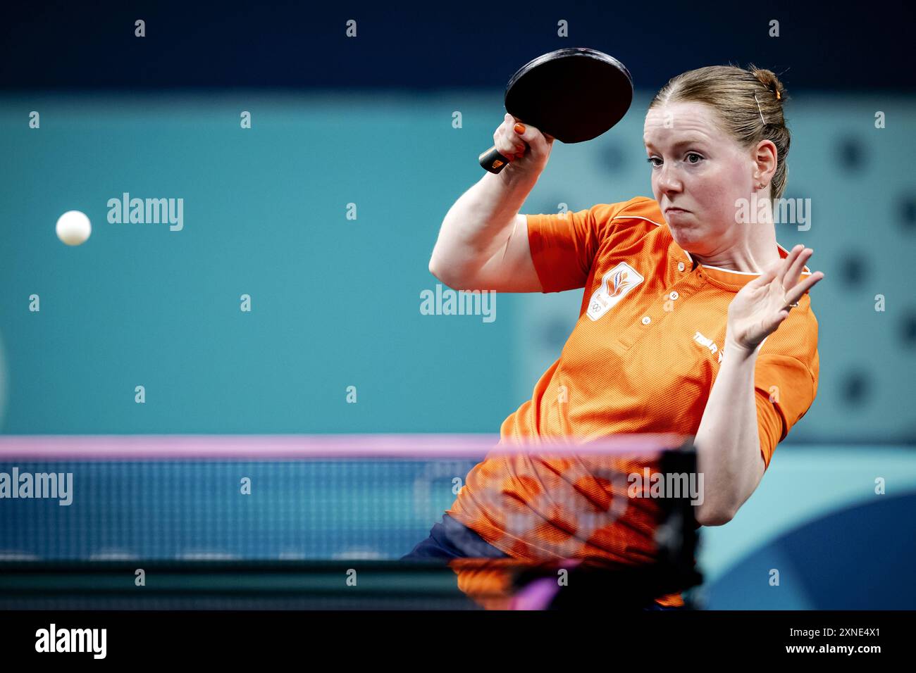 PARIS - Table tennis player Britt Eerland in action in the women's ...