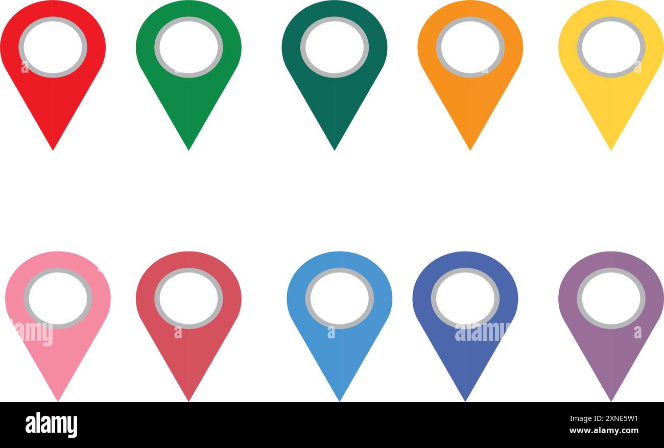 10 location symbols in different colors as vector graphics, 3D Stock ...