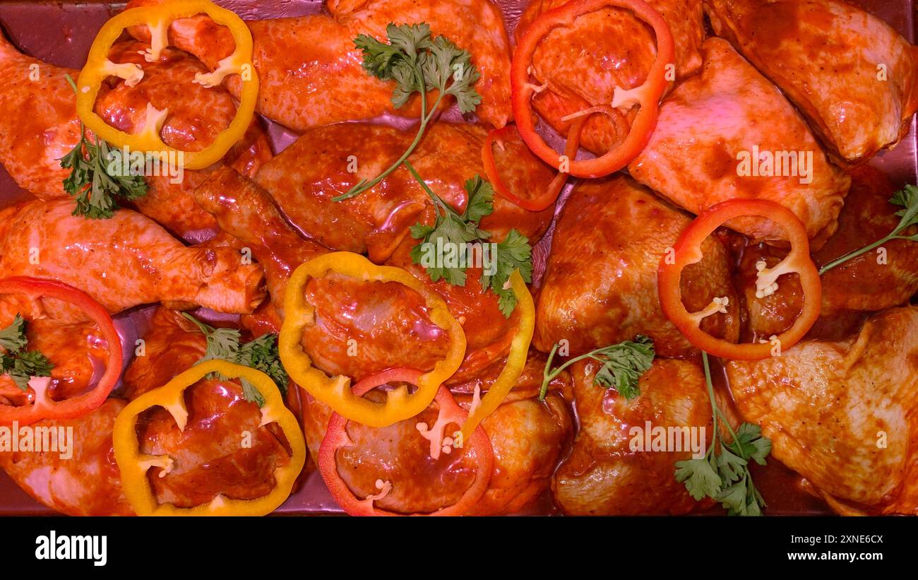 Raw marinated chicken drumsticks hi-res stock photography and images ...