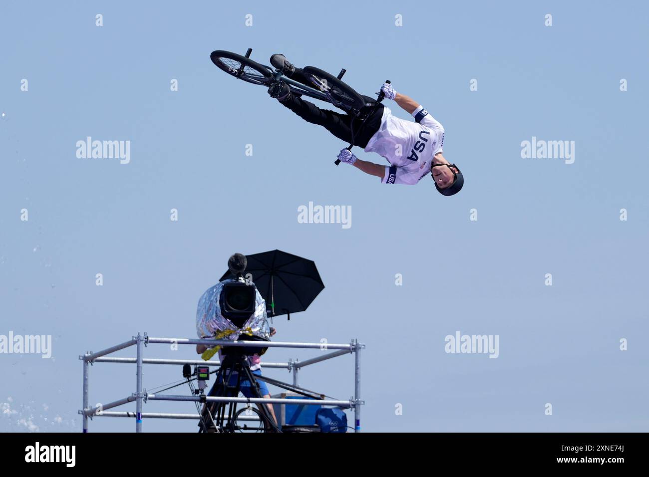 Marcus Christopher, of the United States, performs a trick during the ...
