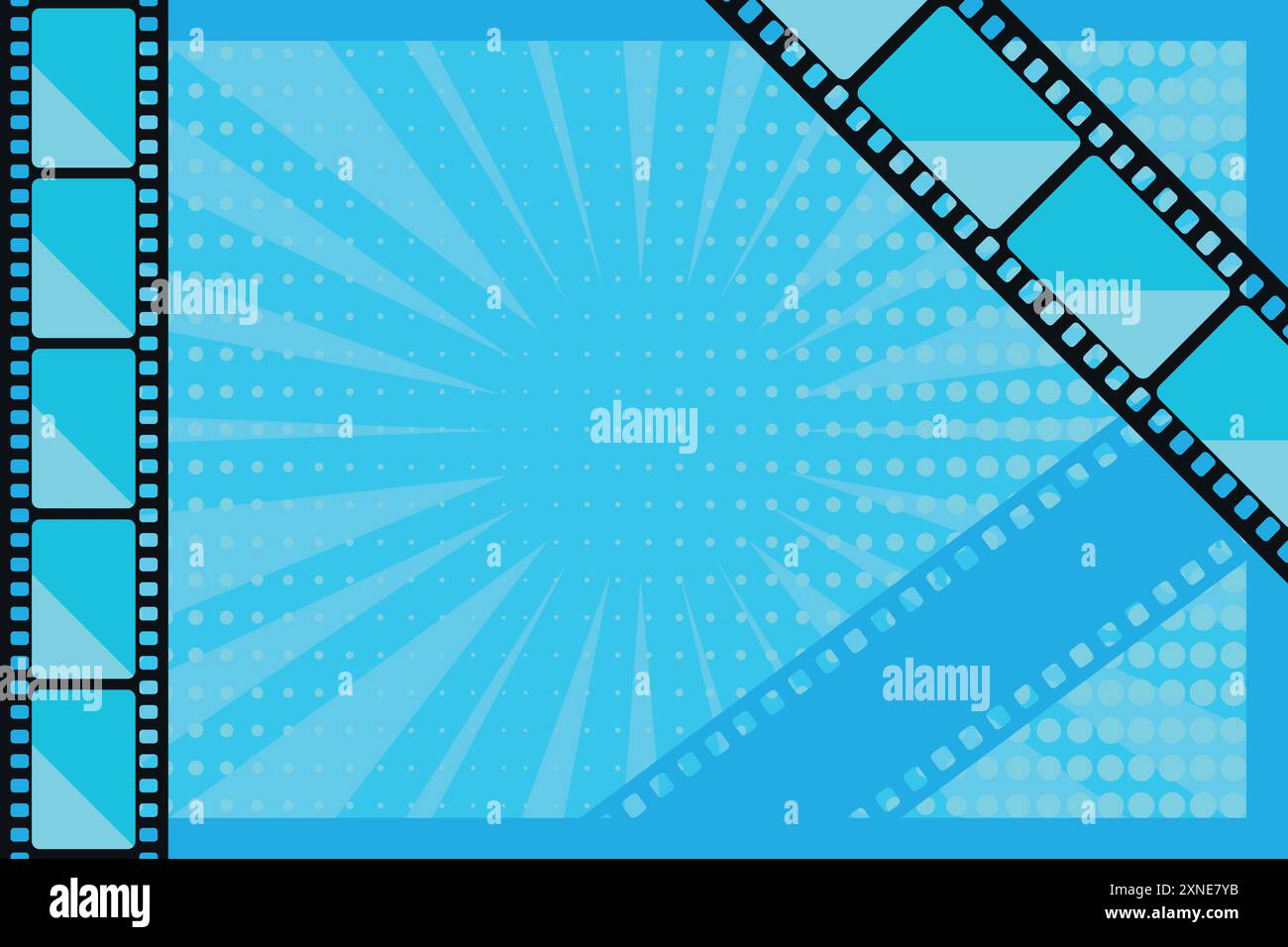 Pop art blue background with film strip. Cinema concept. Vector ...