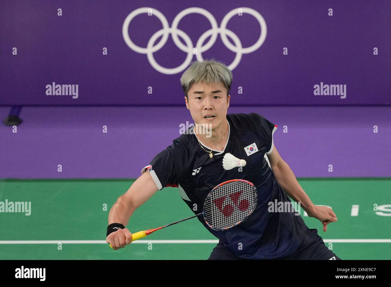 South Korea's Jeon Hyeok-jin plays against Japan's Kodai Naraoka during their men's singles ...