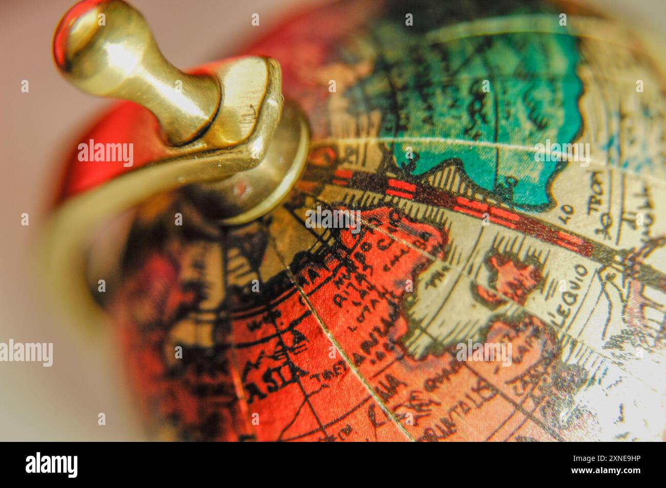 A globe with an old map in detail close-up Stock Photo - Alamy