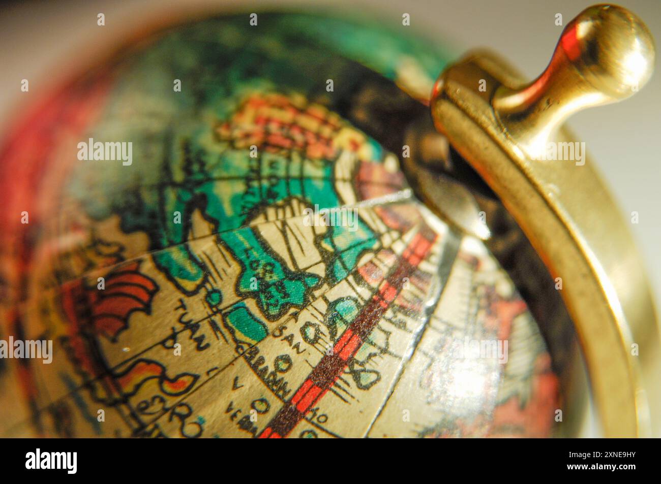 A globe with an old map in detail close-up Stock Photo - Alamy