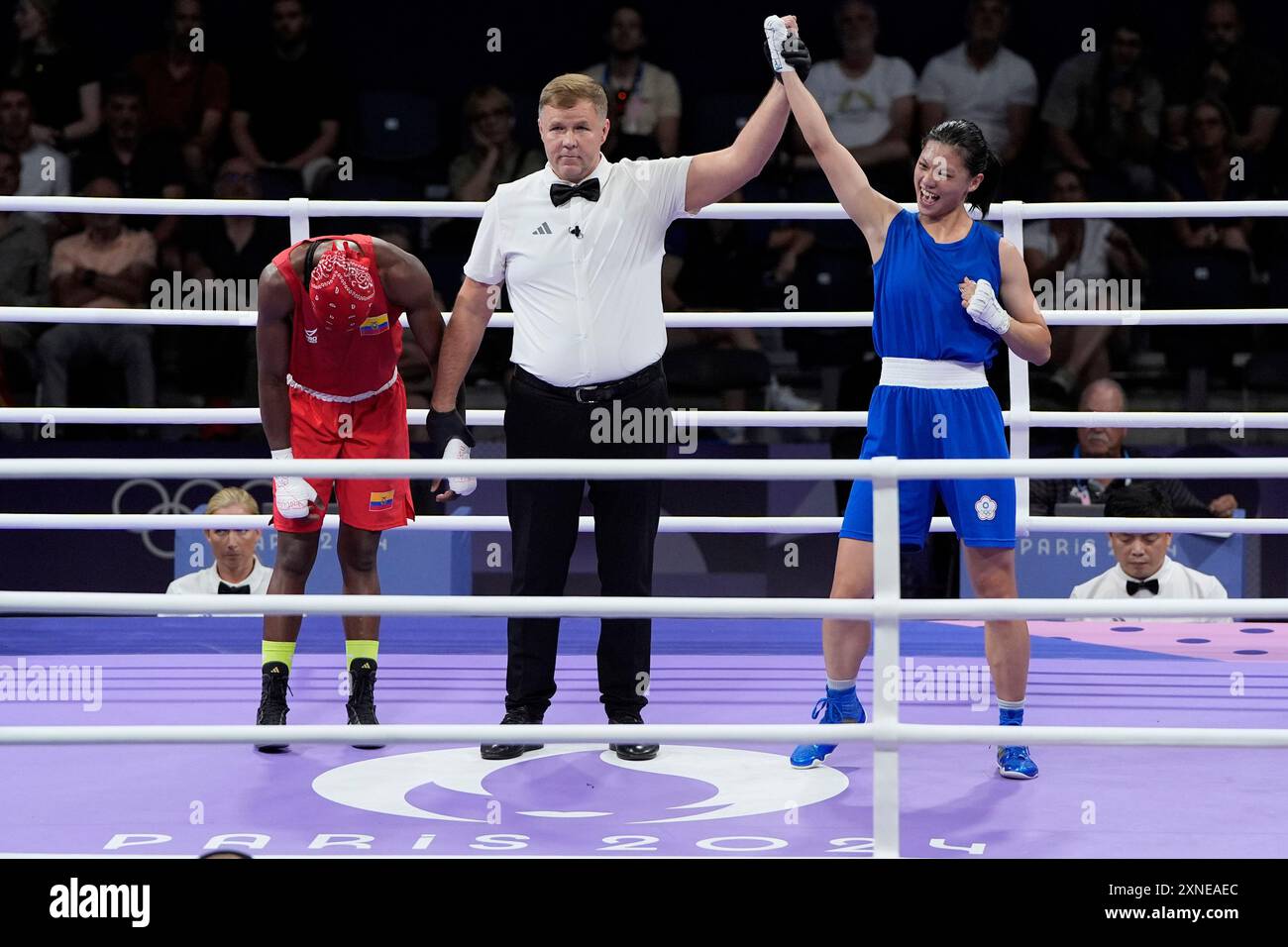 Taiwan's Wu Shih-Yi celebrates after defeating Ecuador's Maria Palacios ...