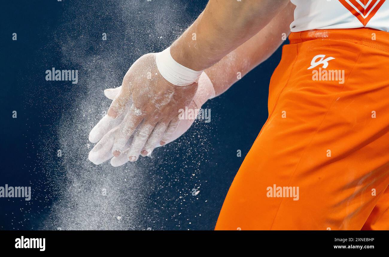 PARIS - Gymnast Frank Rijken in action during the men's all-around ...