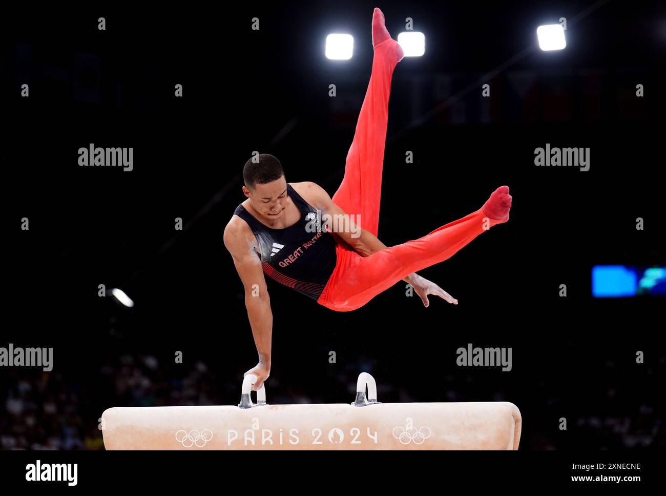 Great Britain's Joe Fraser performs on the pommel during the Men's All ...