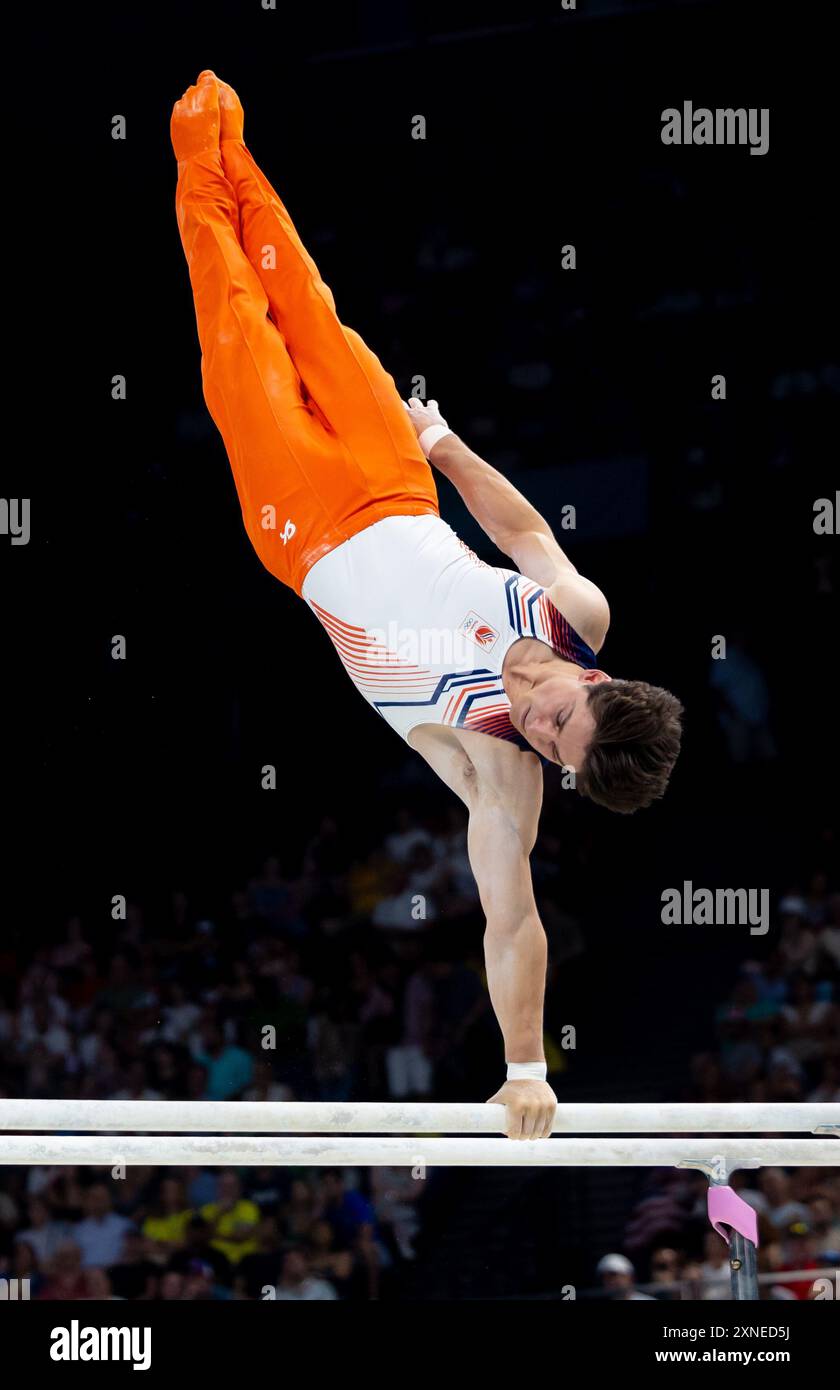 PARIS - Gymnast Frank Rijken in action during the men's all-around ...