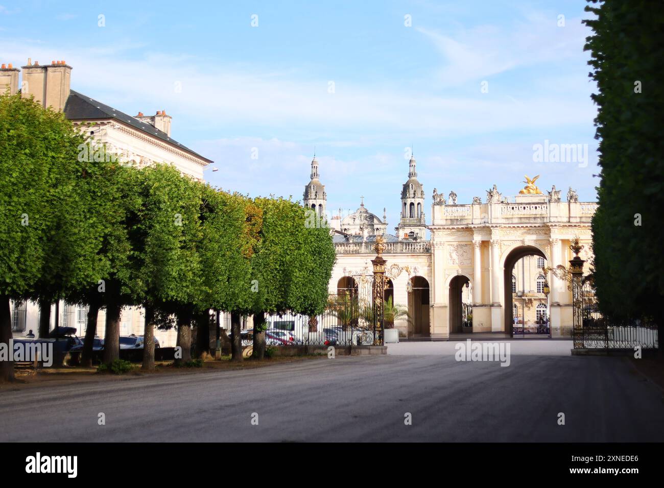 Sunshine on the Grand Hotel on the Stanislas square closed by a gilded ...
