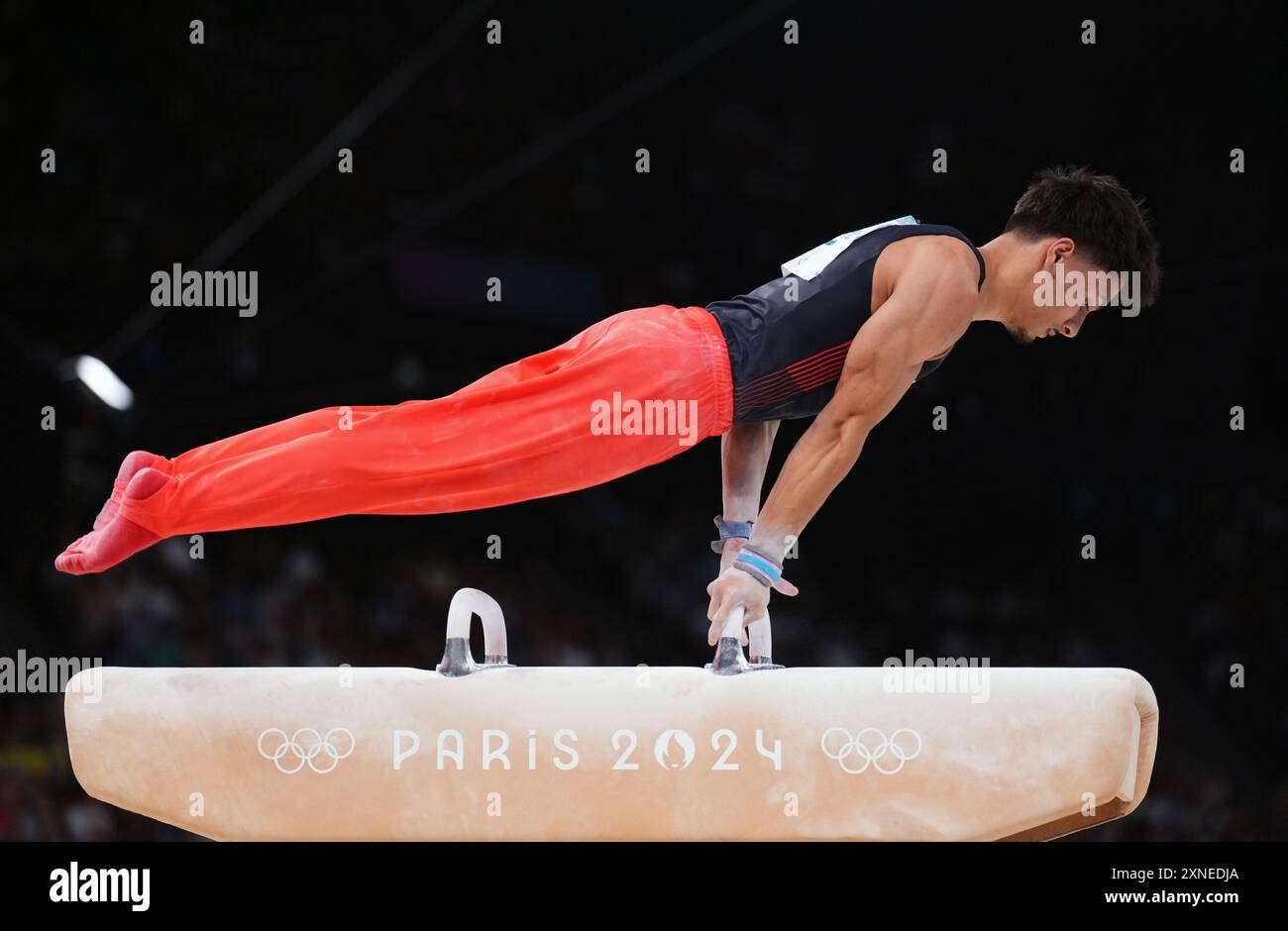 Great Britain's Jake Jarman performs on the pommel during the Men's All ...