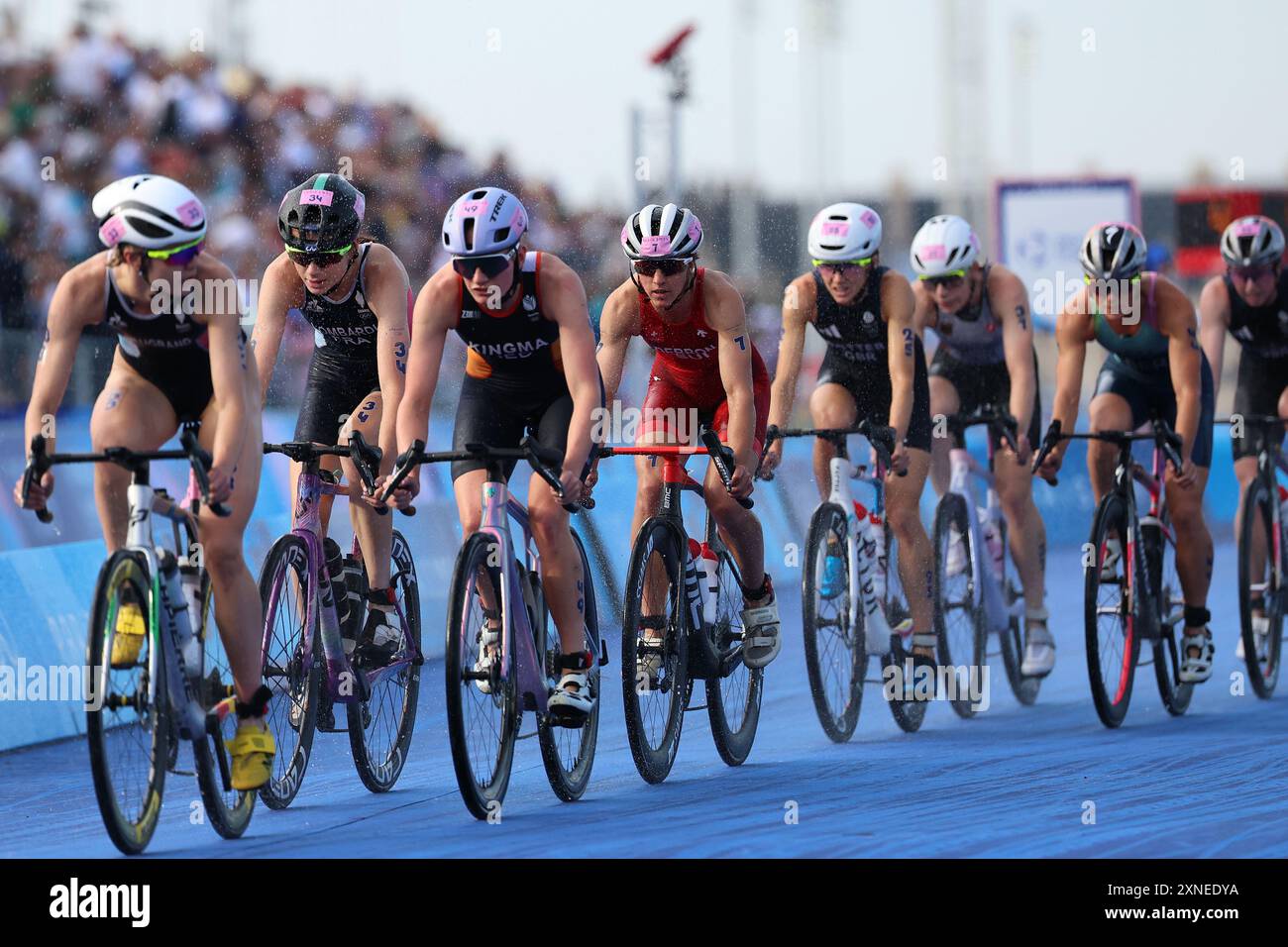 Paris, France. 31st July, 2024. Julie Derron (4th L) of Switzerland ...